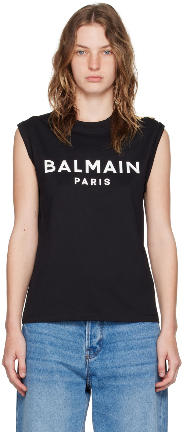 Balmain Black 'Balmain Paris' Tank Top Balmain