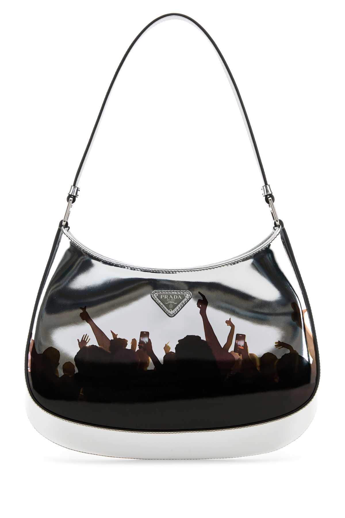 Prada Silver Leather Cleo Shoulder Bag Prada