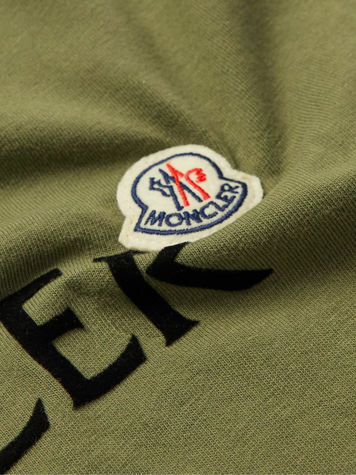 Moncler - Logo-Flocked Cotton-Jersey T-Shirt - Green Moncler
