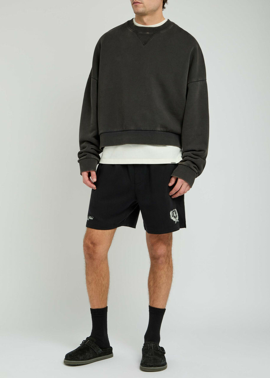 Represent Crest Logo-embroidered Twill Shorts Black Represent