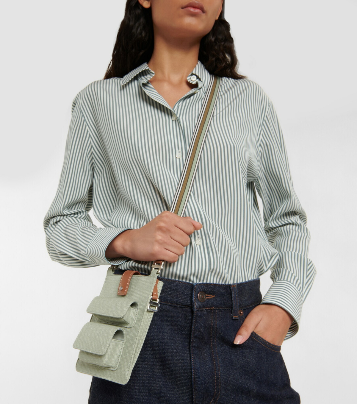 Loro Piana - The Suitcase Stripe canvas crossbody bag Loro Piana