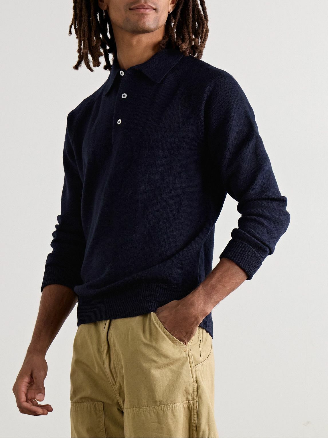 Drake's - Merino Wool Polo Shirt - Blue Drake's