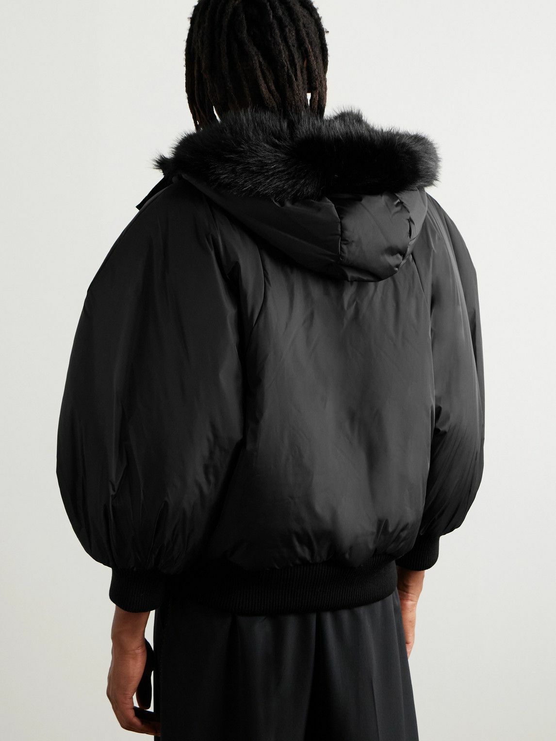 Simone Rocha - Faux Fur-Trimmed Padded Tech-Shell Hooded Jacket - Black ...