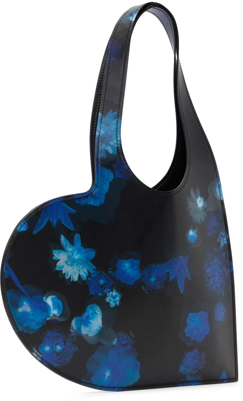 Coperni Black & Blue Holographic Mini Heart Tote Coperni