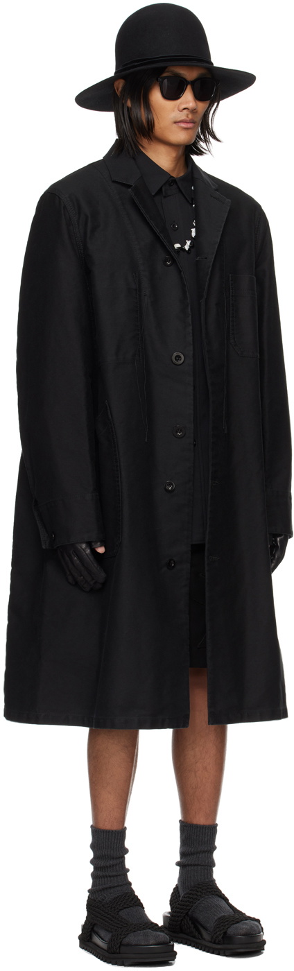 sacai Black Loose Thread Coat Sacai
