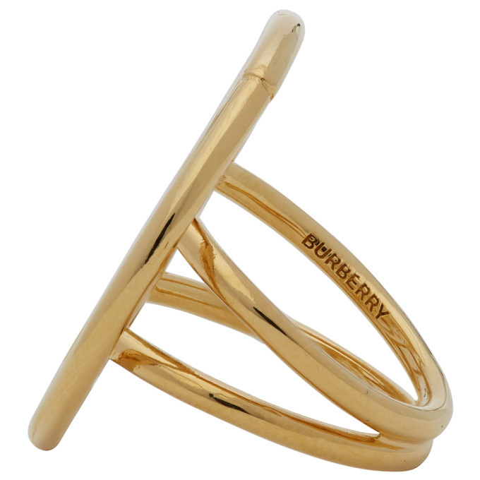 Burberry Gold Large Monogram Motif Ring Burberry