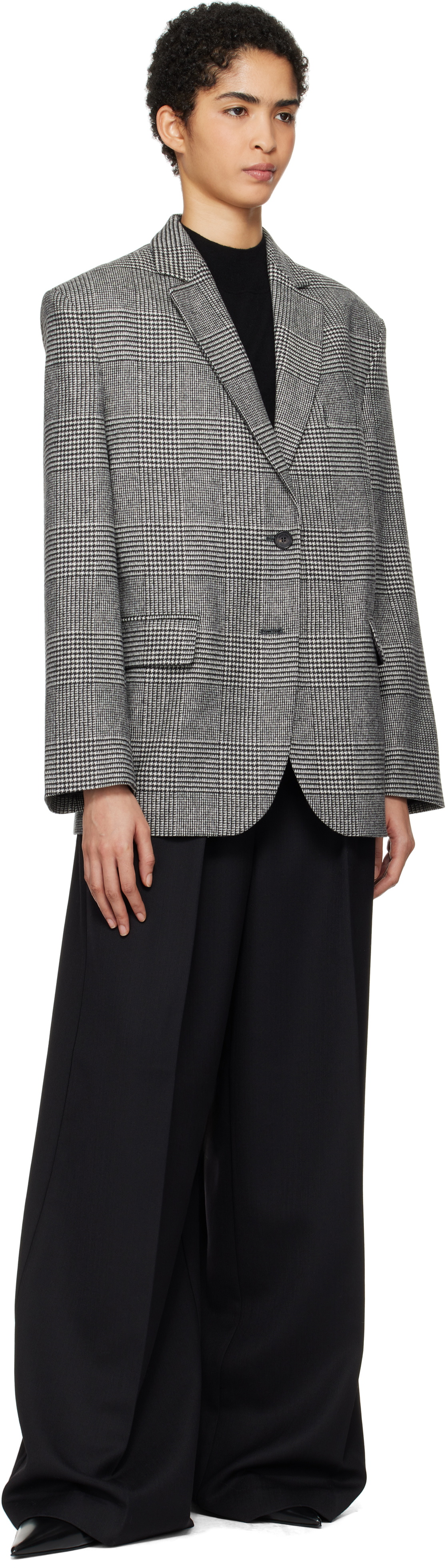 ANINE BING Black & White Quinn Blazer ANINE BING
