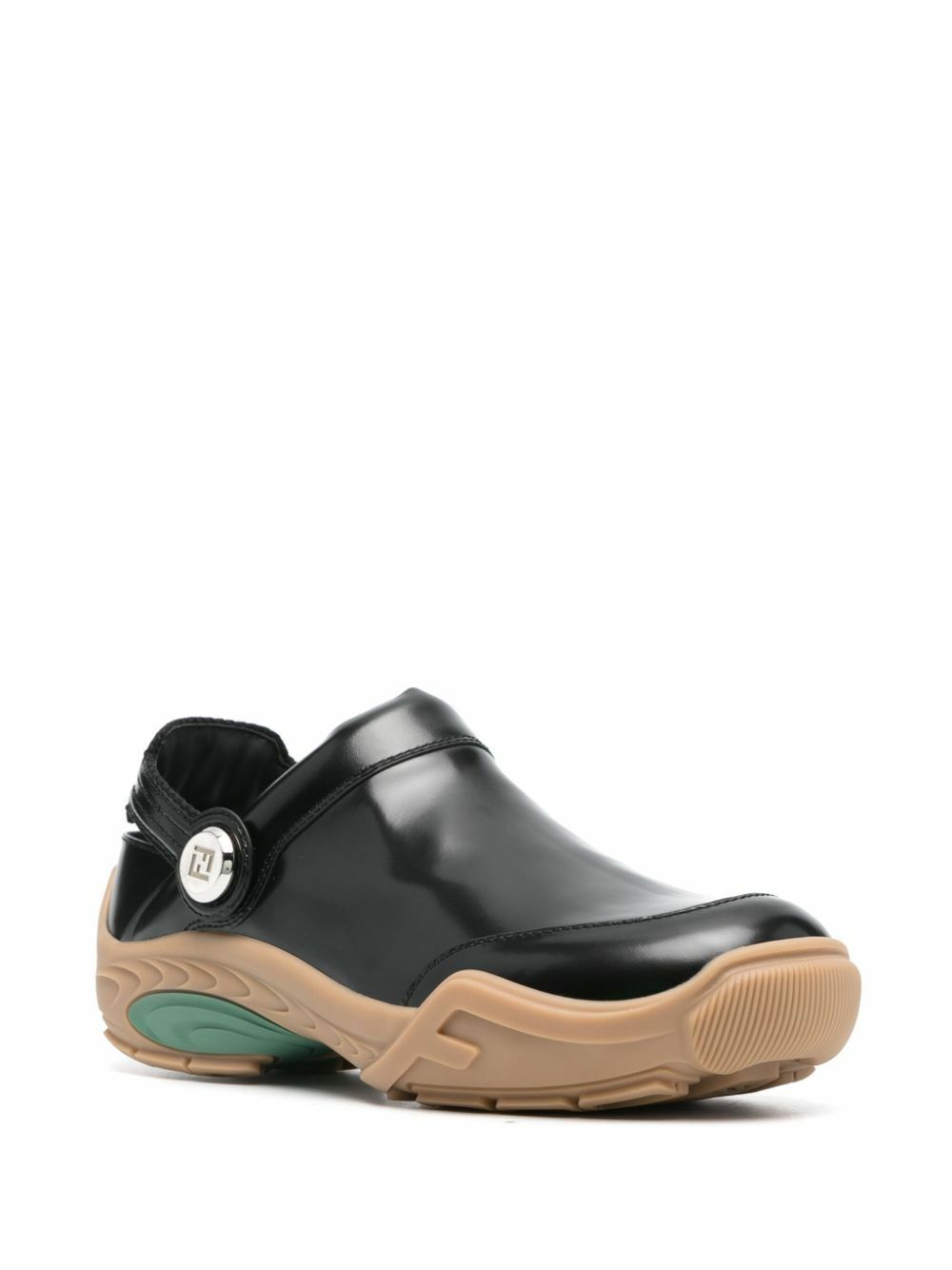 FENDI Black Fendi Lab Leather Clogs Fendi