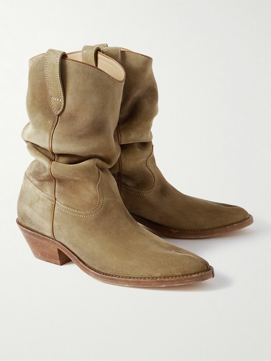 Maison Margiela - Tabi Split-Toe Suede Western Boots - Brown Maison ...