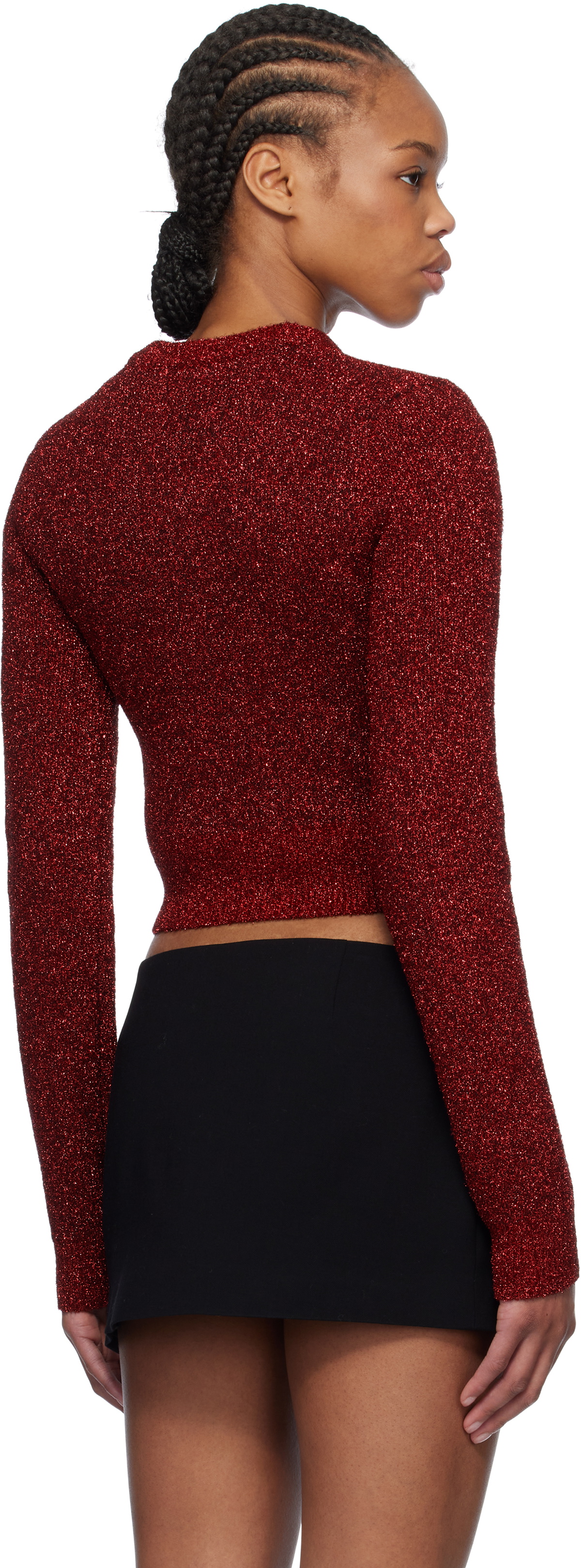 GANNI Red Sparkle Short Cardigan GANNI