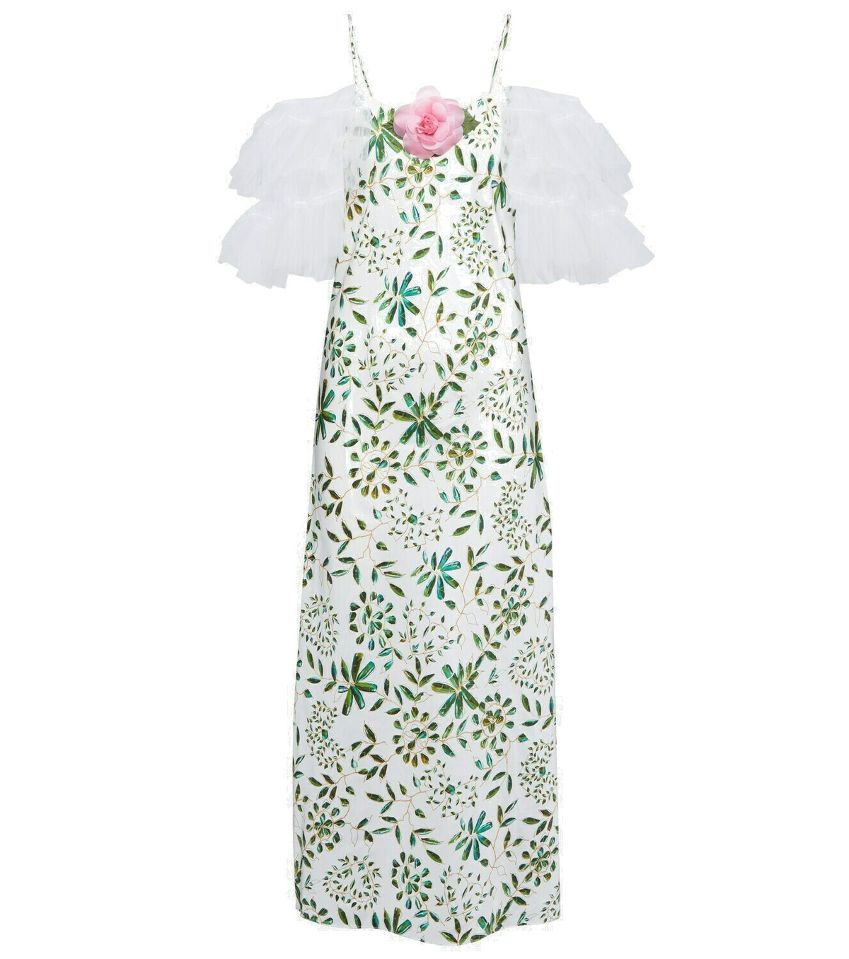 Rodarte Floral-appliqué silk midi dress Rodarte