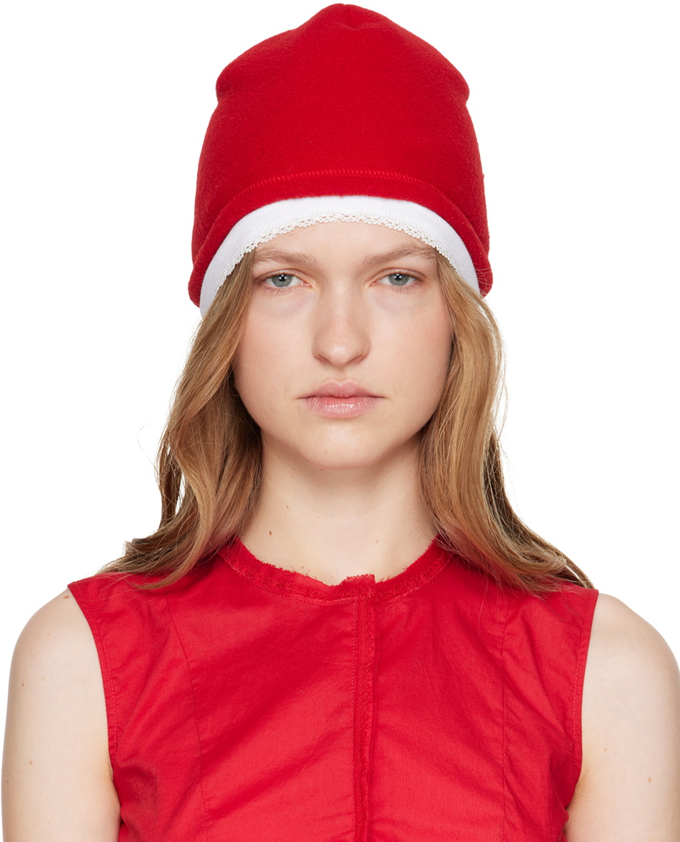 COLLEEN ALLEN SSENSE Exclusive Red Fleece Beanie COLLEEN ALLEN