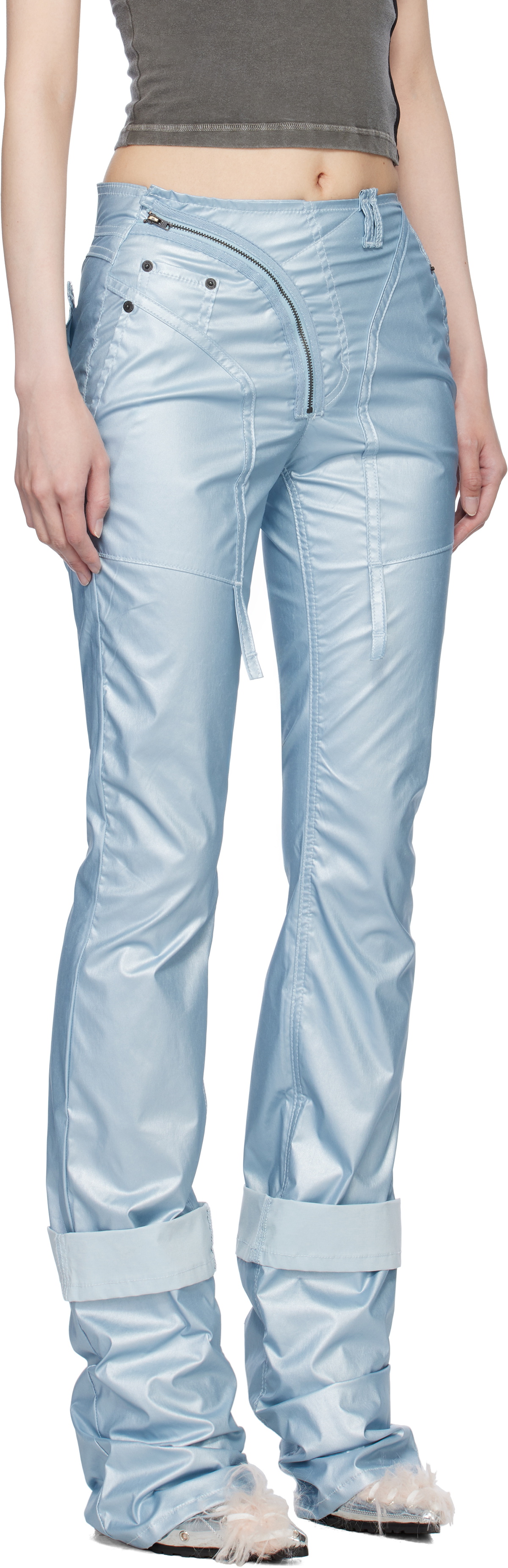 Ottolinger Blue Coated Open Back Trousers Ottolinger