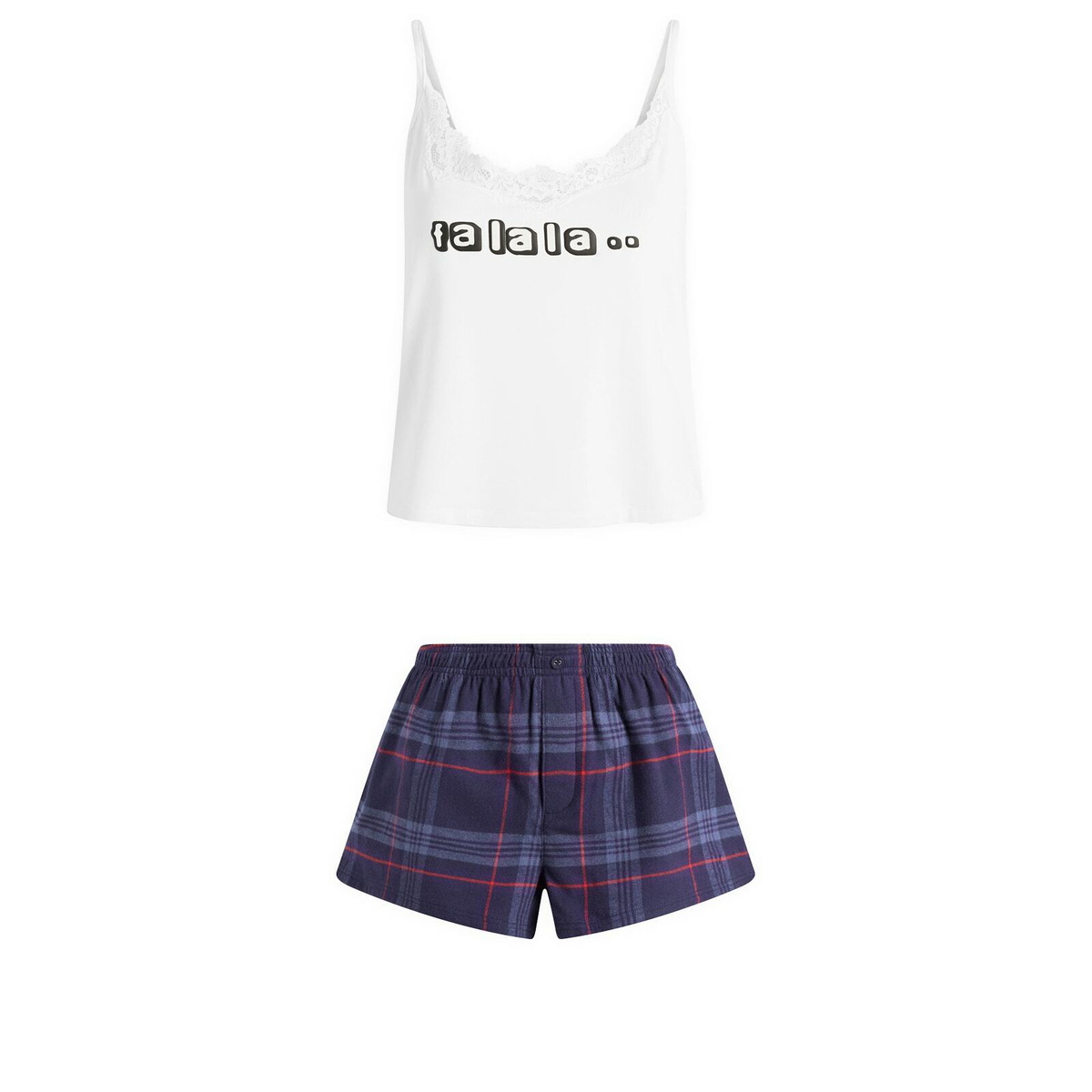 SKIMS Women's x CPFM Sleep Lace Cami & Flannel Short Sleep Set in Fa La ...