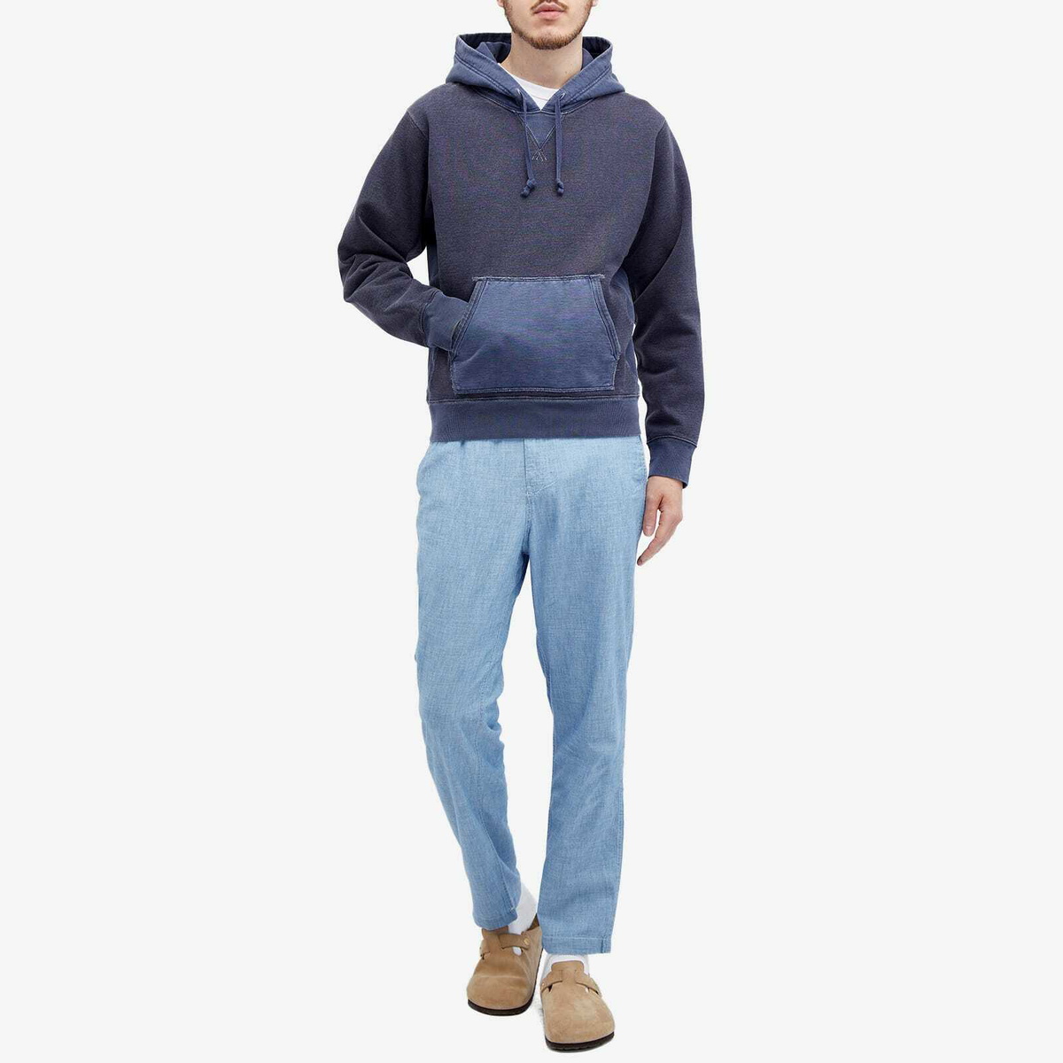 RRL Men's Popover Hoodie in Navy Multi RRL