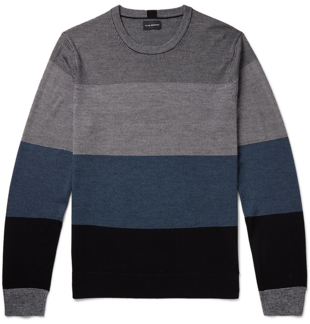 CLUB MONACO - Striped Wool Sweater - Blue Club Monaco