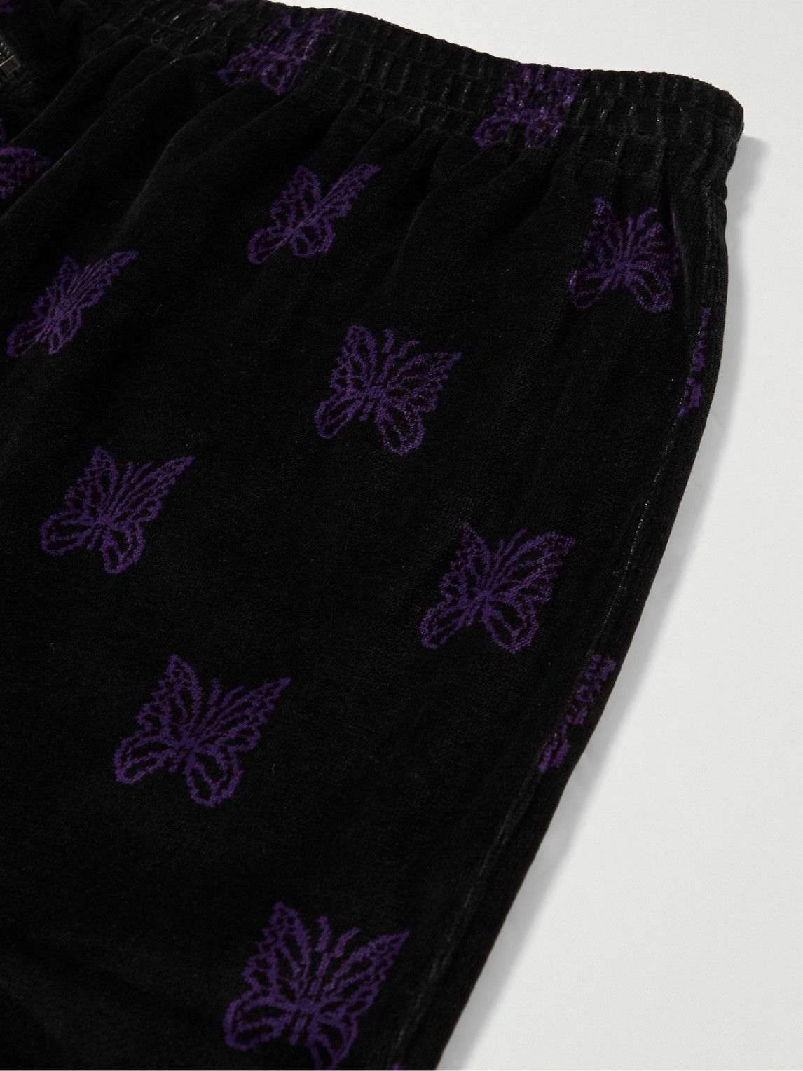 Needles - Logo-Jacquard Cotton-Blend Velour Track Pants - Black Needles
