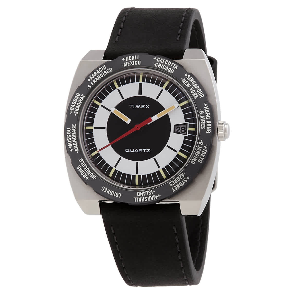 Timex World Time Reissue Quartz Black Dial Mens Watch TW2V69500 Timex