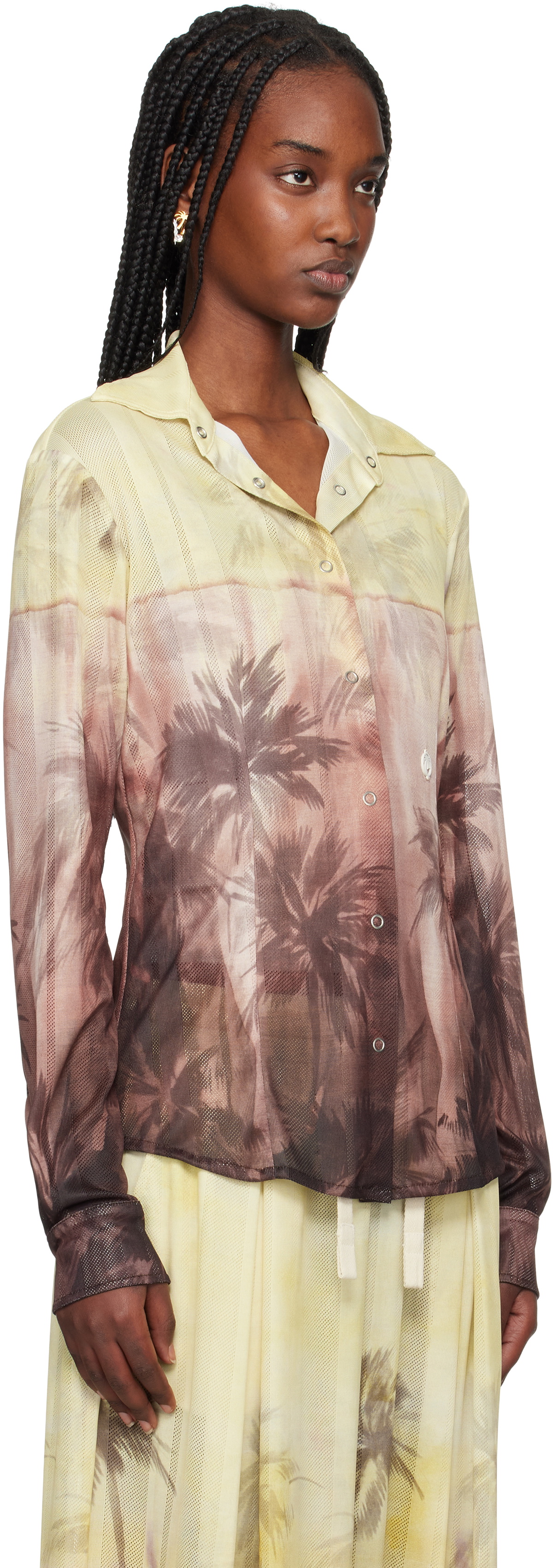 Palm Angels Yellow & Brown Sunset Palms Shirt Palm Angels