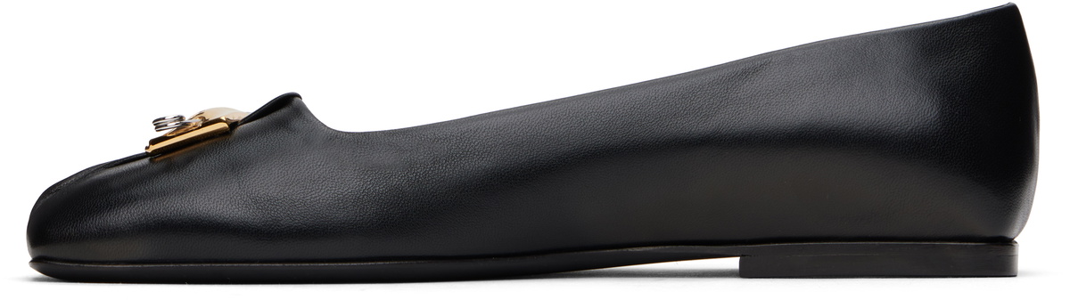 Balmain Black Safety Pin Gathered Lambskin Ballerina Flats Balmain