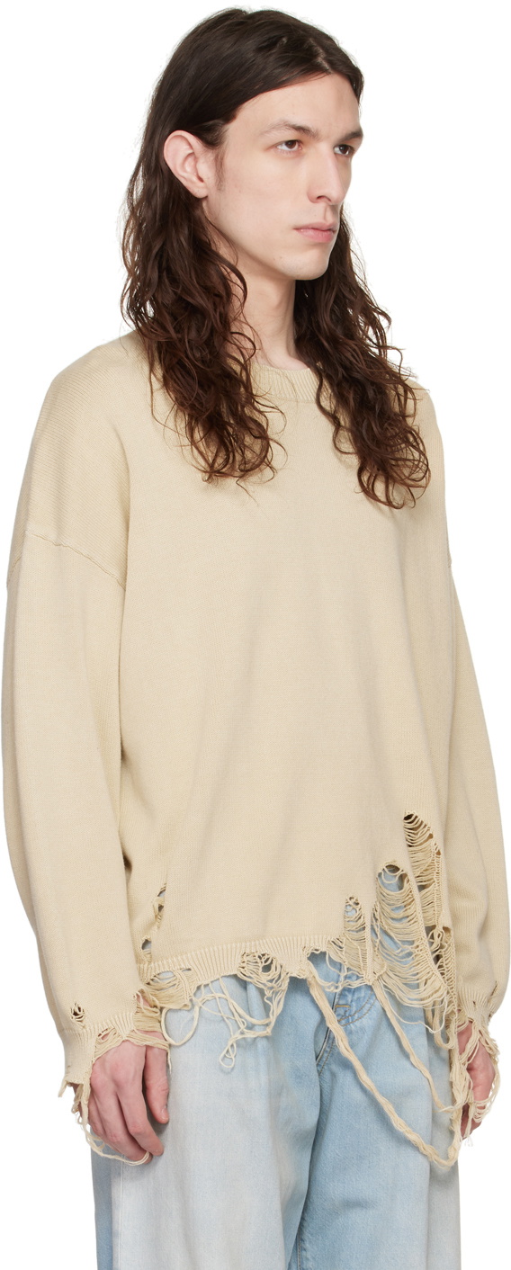 R13 Khaki Destroyed Sweater R13
