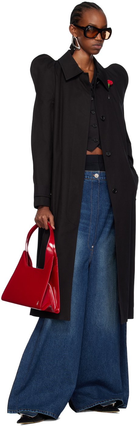 Pushbutton Black Hump Shoulder Coat Pushbutton