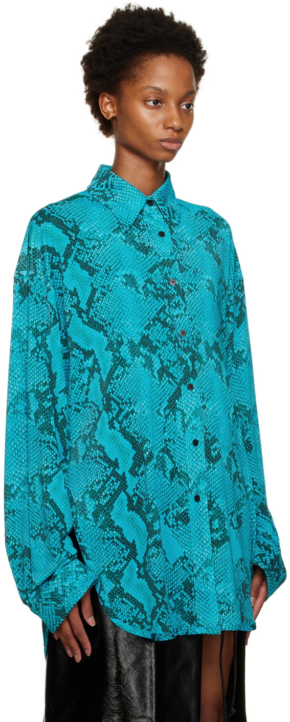 Atlein Blue Snake Print Shirt Atlein