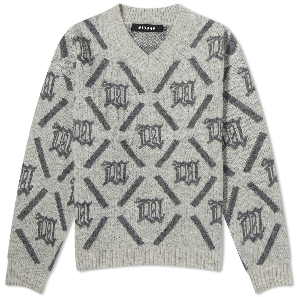 MISBHV Women's M Argyle Knit Cardigan in Perfect Grey MISBHV