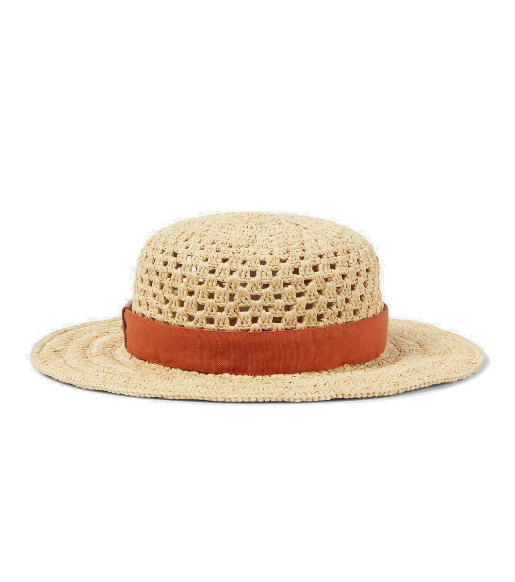 Chloé Leather-trimmed raffia hat Chloe