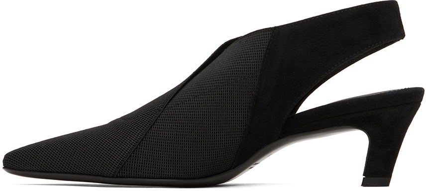 TOTEME Black 'The Mid Heel Elastic Slingback' Heels Toteme