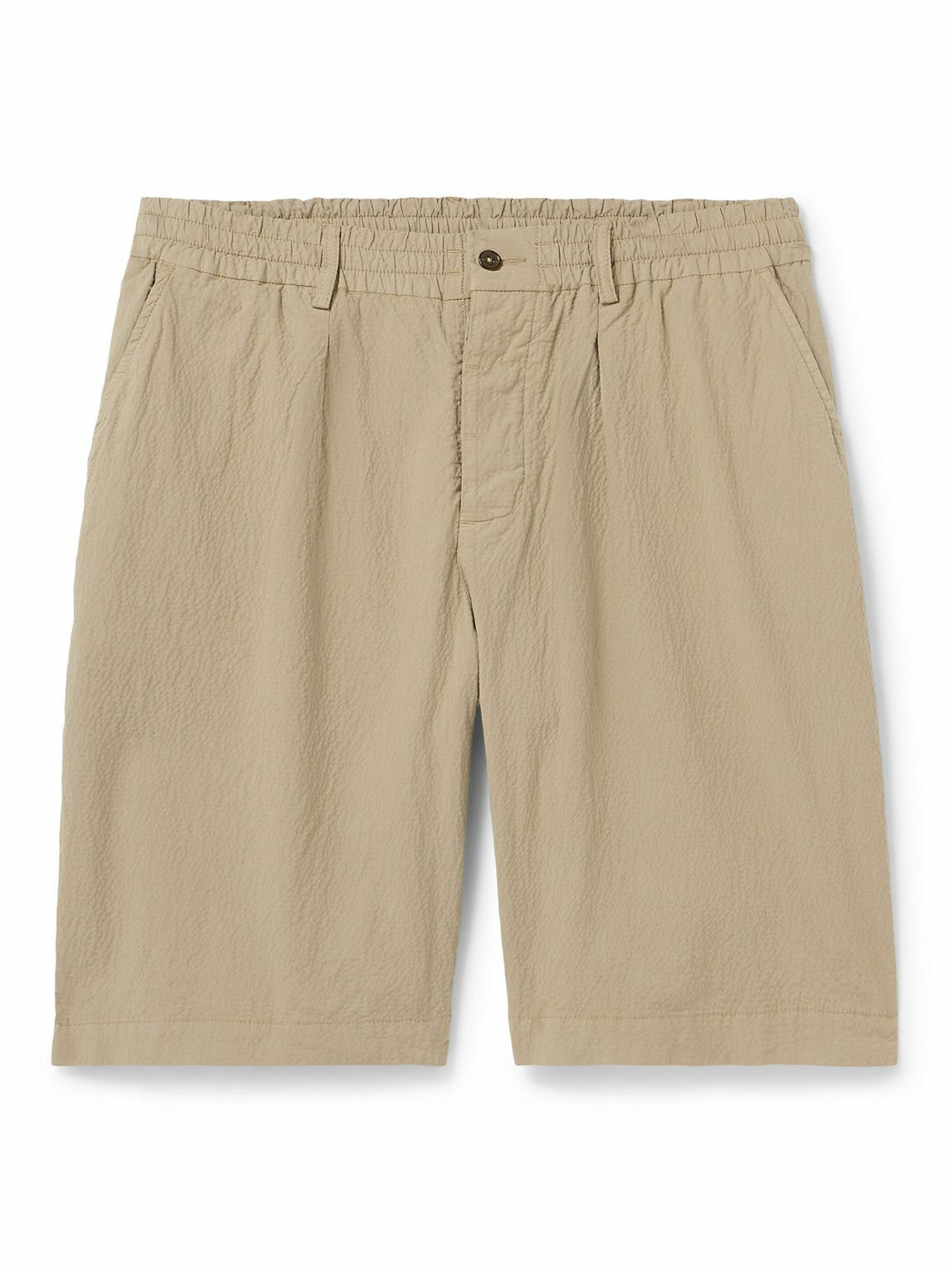 Universal Works - Wide-Leg Cotton-Blend Seersucker Shorts - Neutrals ...