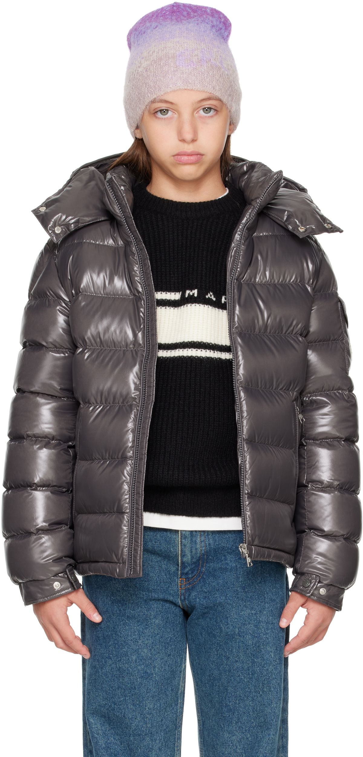 Moncler Enfant Big Kids Gray Maya Hooded Down Jacket Moncler Enfant