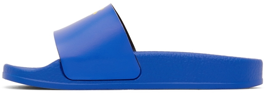 Off-White Kids Blue Logo Slides Off-White