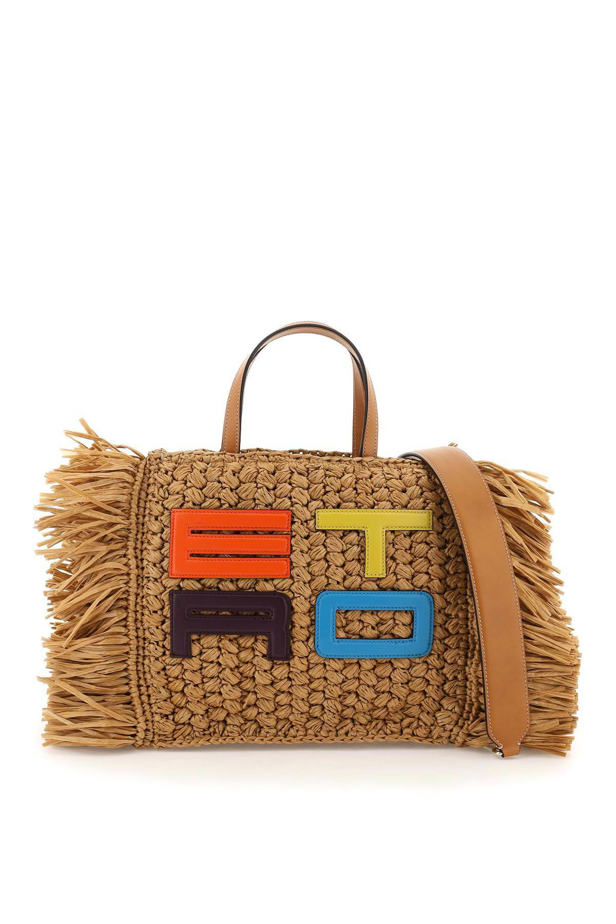 Etro Fringed Raffia Tote Bag Etro