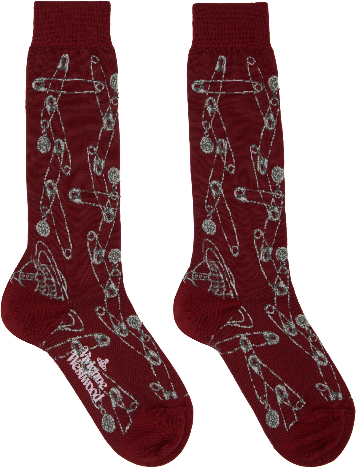 Vivienne Westwood Burgundy Safety Pin Socks Vivienne Westwood