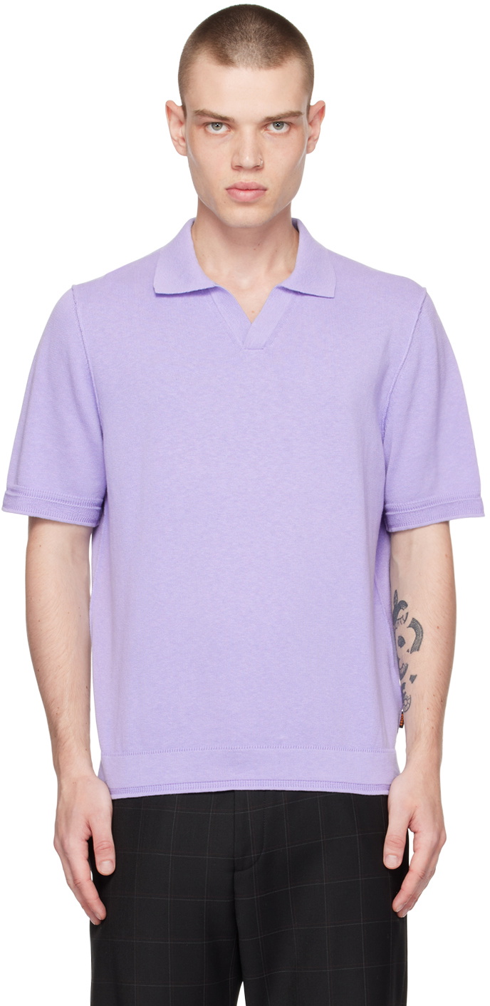 BOSS Purple Open Placket Polo BOSS