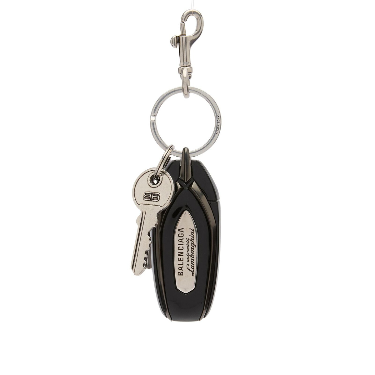 Balenciaga Men's Lamborghini Key Keychain in Silver/Black Balenciaga