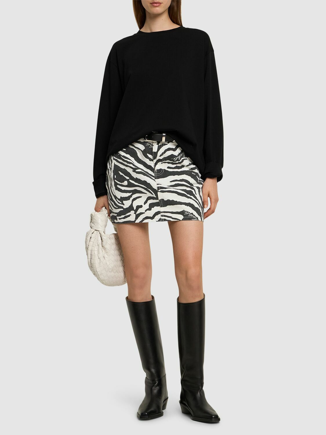 ROTATE Nela Zebra Print Denim Mini Skirt ROTATE Birger Christensen