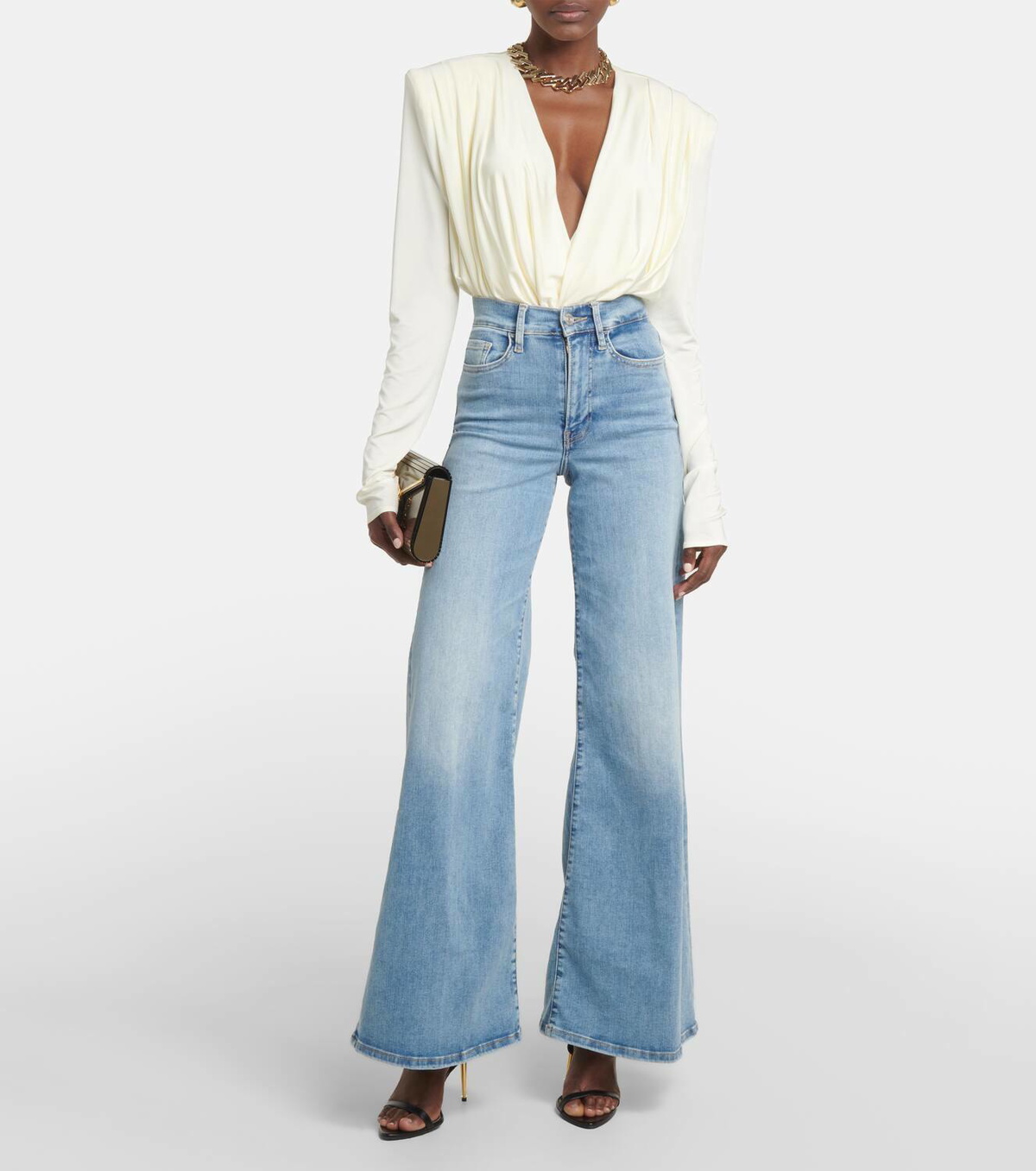Frame Le Palazzo Crop high-rise flared jeans Frame Denim