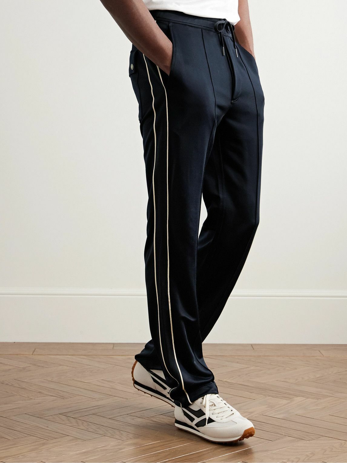 TOM FORD - Straight-Leg Piped Tech-Jersey Track Pants - Blue TOM FORD