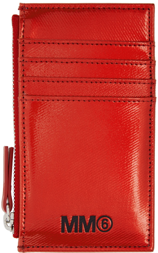 MM6 Maison Margiela Red Metallic Card Holder MM6 Maison Margiela