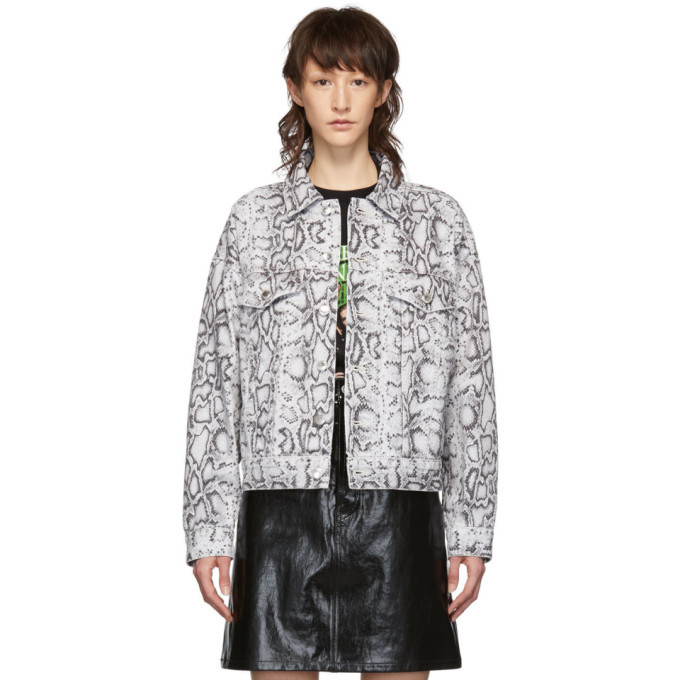 Alexander Wang Black and White Denim Python Game Jacket Alexander Wang