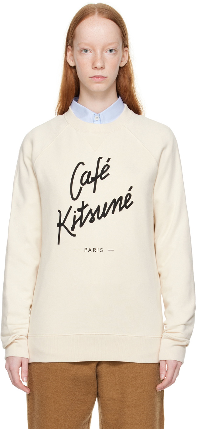 Maison Kitsuné Beige 'Cafe Kitsune' Sweatshirt Cafe Kitsune