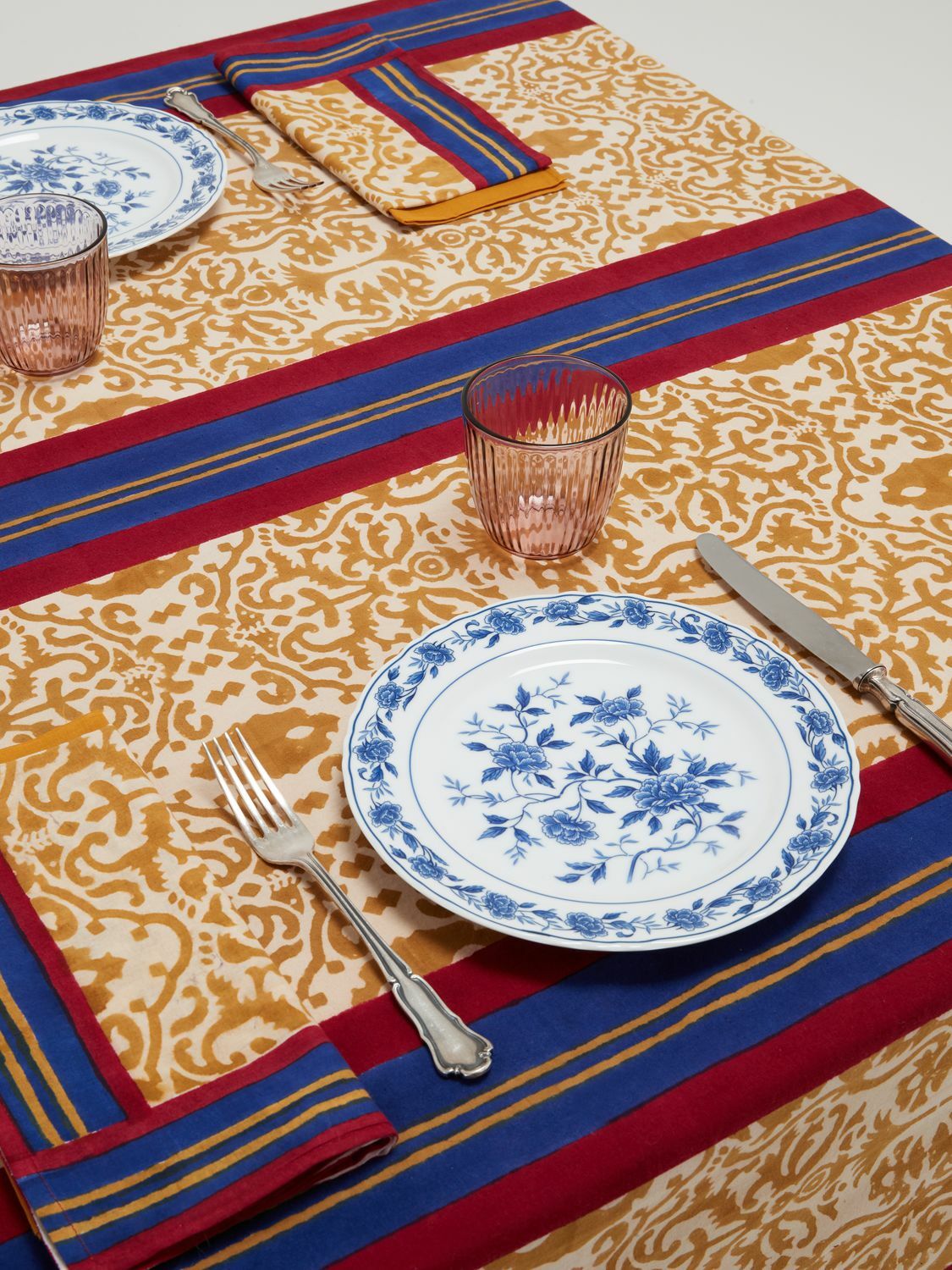LISA CORTI Damask Stripes Chutney Tablecloth Lisa Corti