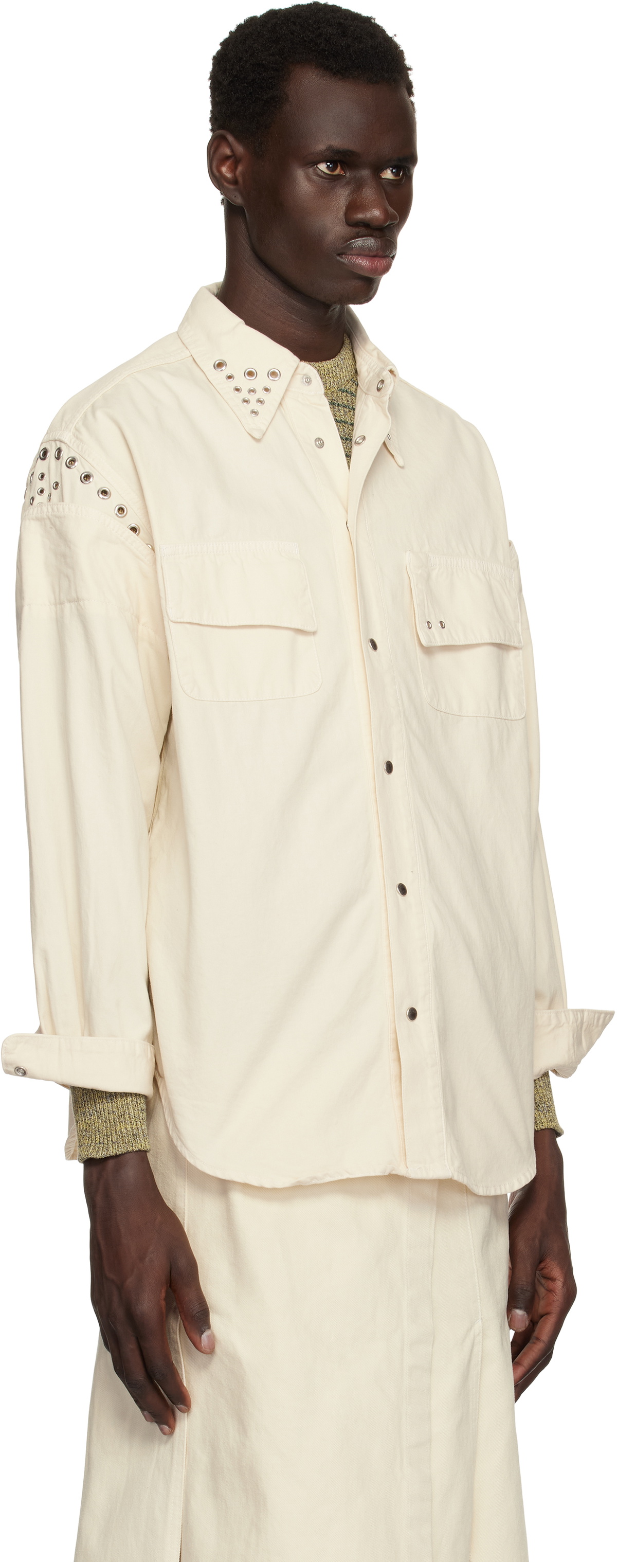 Toga Virilis Off-White Eyelet Denim Shirt Toga Virilis