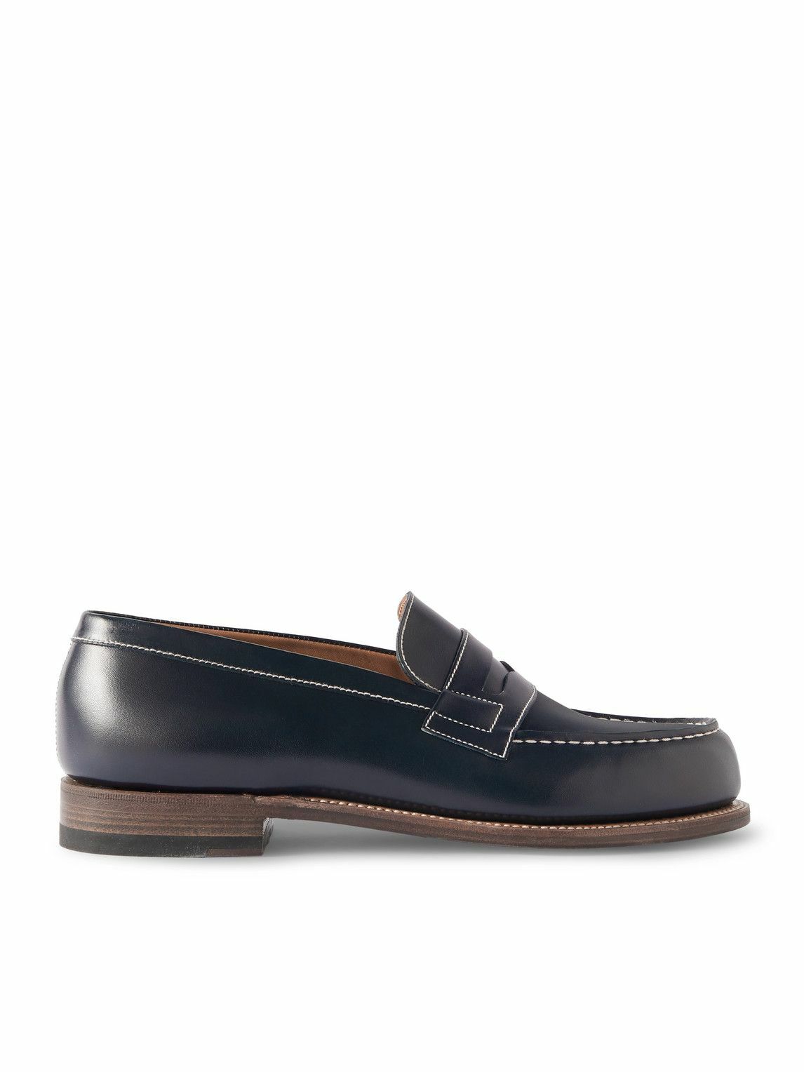 J.M. Weston - 180 Glossed-Leather Loafers - Blue J.M. Weston
