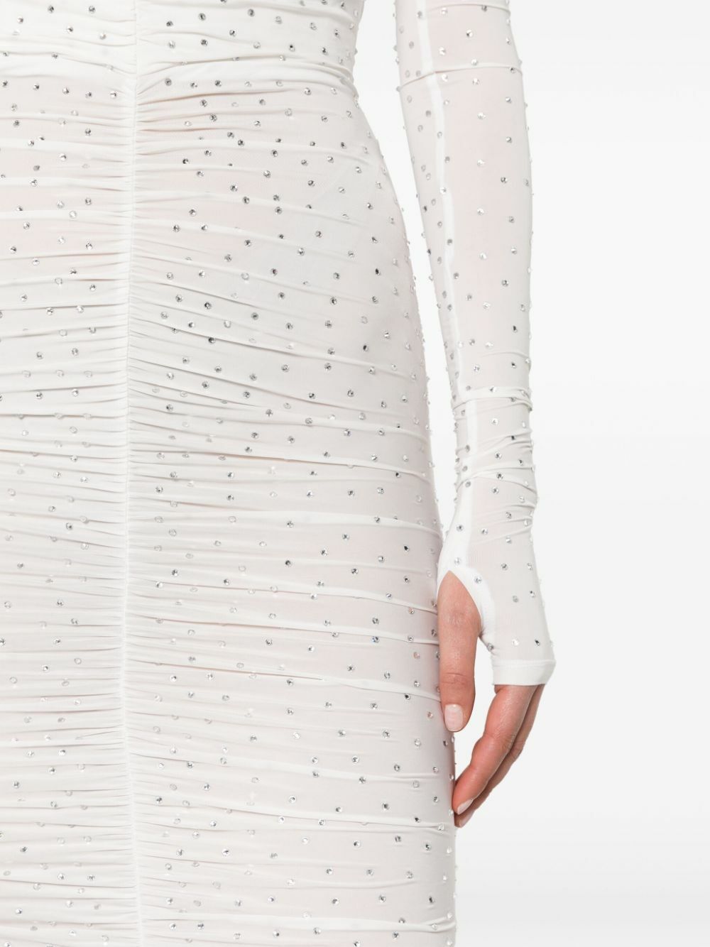 Alex Perry White Crystal-Embellished Ruched Maxi Dress Alex Perry