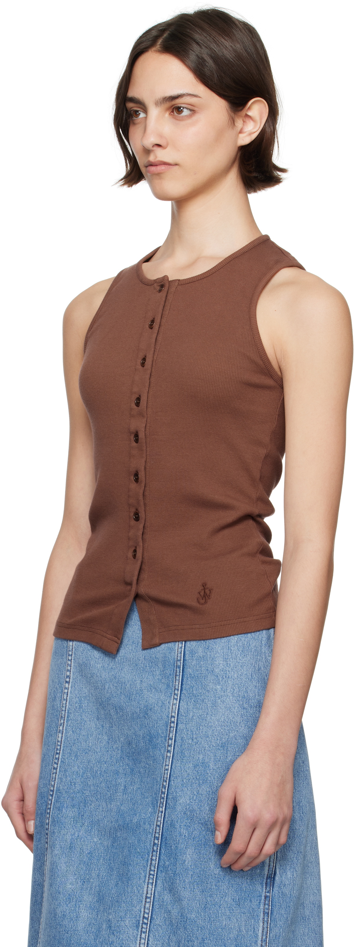 JW Anderson Brown Buttoned Tank Top JW Anderson
