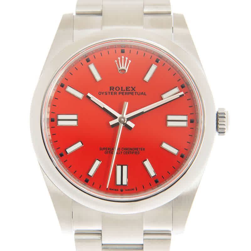 Rolex Oyster Perpetual 41 Automatic Coral Red Dial Mens Watch ...
