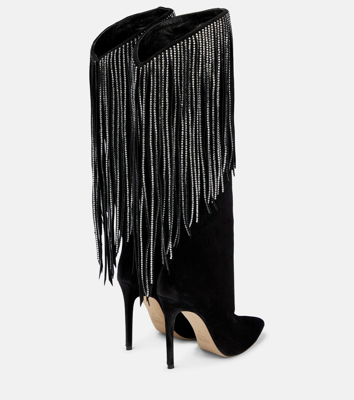 Paris Texas - Fringed embellished suede knee-high boots Paris Texas
